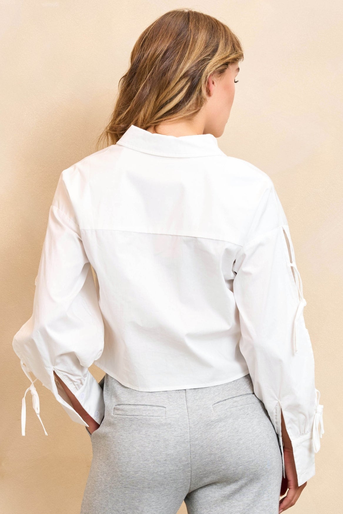 White cropped blouse with bow details | Lofty Manner – loftymanner